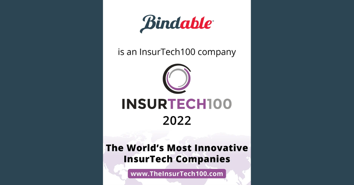 Bindable included in InsurTech100 list of most innovative companies Bindable included in InsurTech100 list of most innovative companies